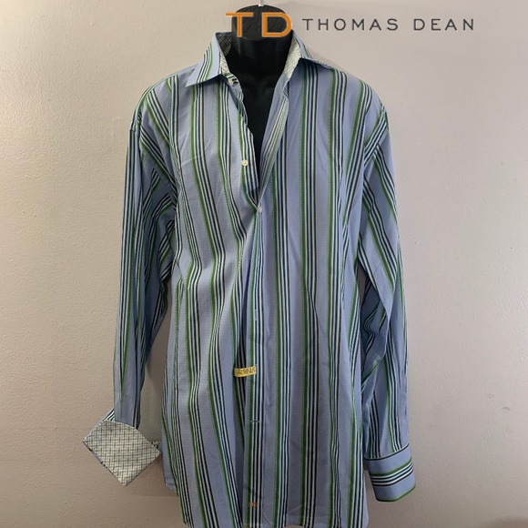 Thomas Dean | Shirts | Thomas Dean Contrast Collar Shirt Xl Tall Longer ...